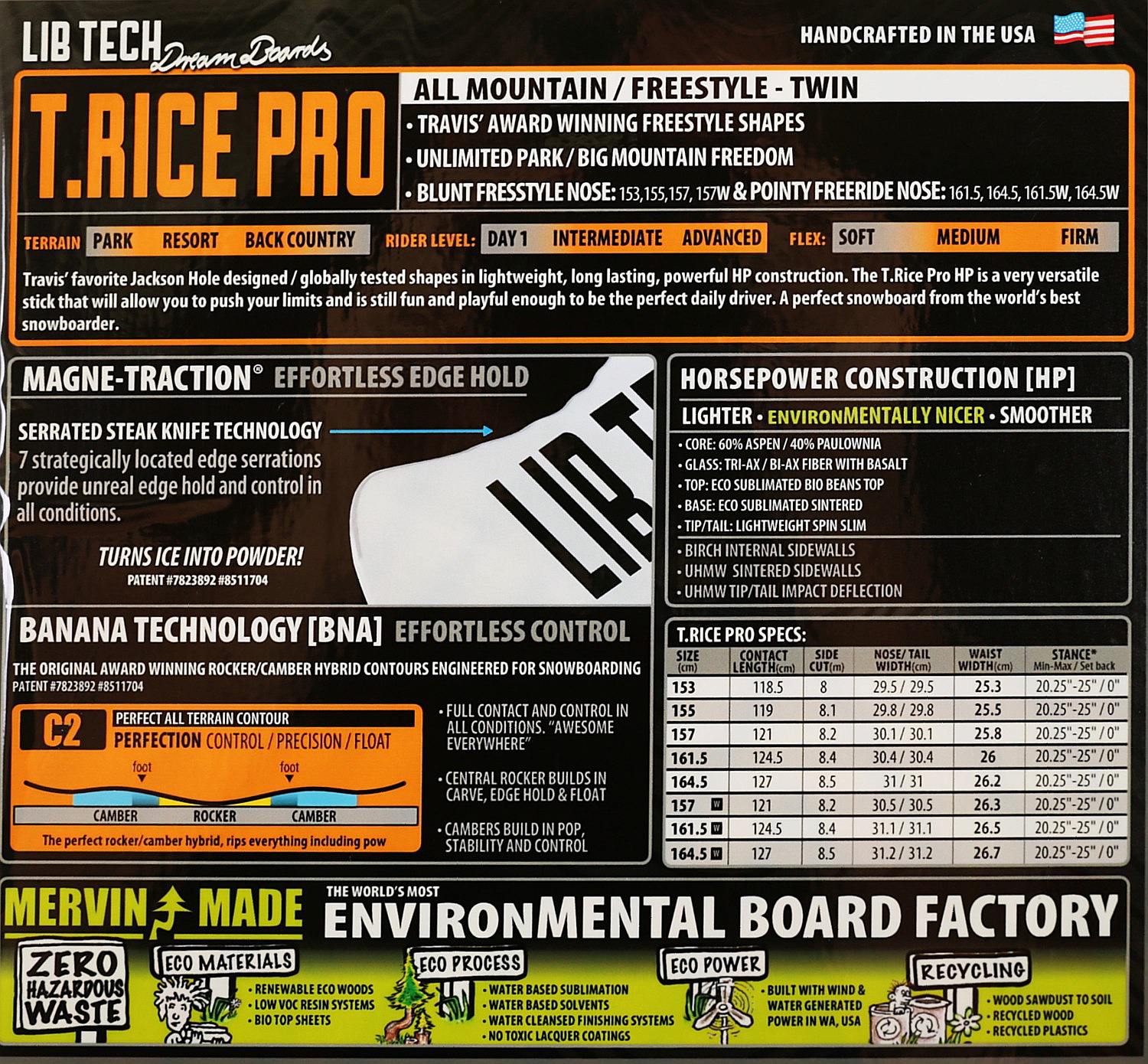 snowboard Lib Technologies Travis Rice Pro HP Pointy C2 Wide - Assorted ...