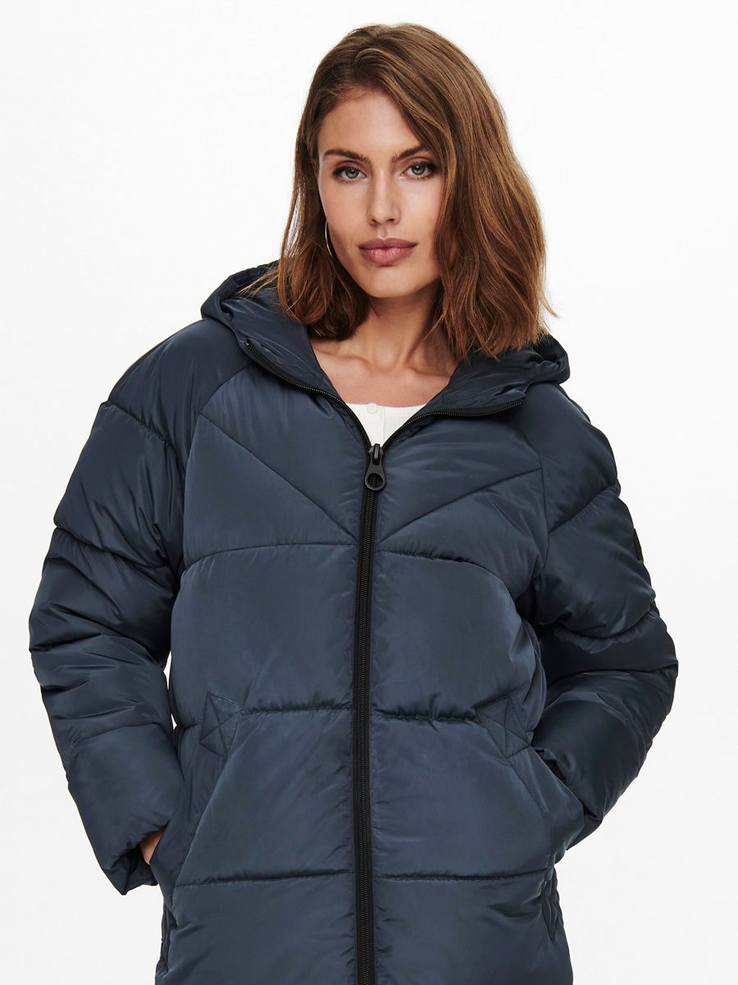 kabát ONLY Amanda Long Puffer - India Ink - bundy-online.cz